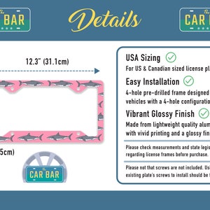 Shark License Plate Frame, Cute Shark Lover Gift, Great White Shark Car ...