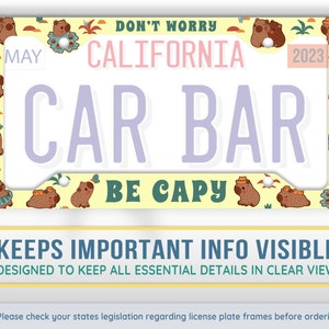 Capybara License Plate Frame, Kawaii Car Decor, Capybara Birthday Gift ...