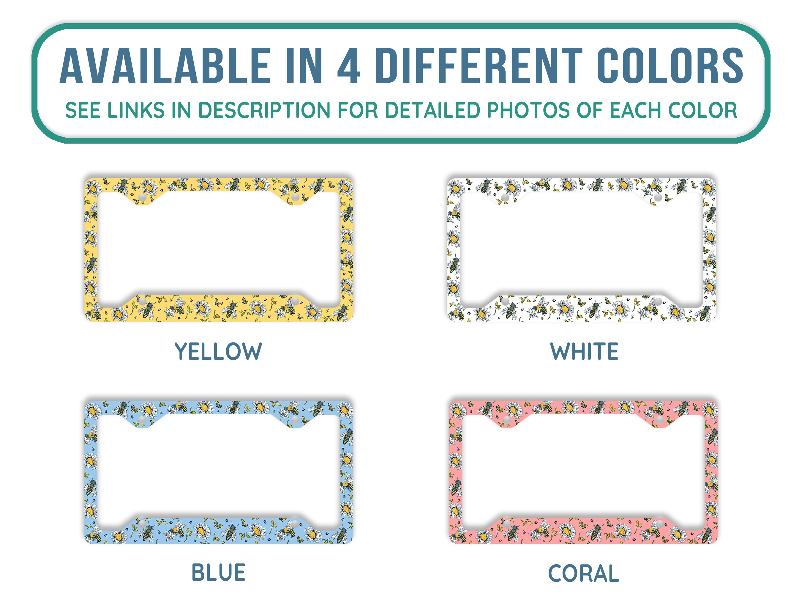 Cute Bee License Plate Frame, White Car Accessories for Women, Daisy ...