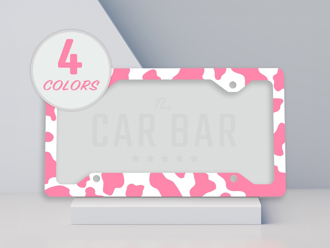 Strawberry Cow License Plate Frame, Pink Cow Print Car Decor, Cute ...