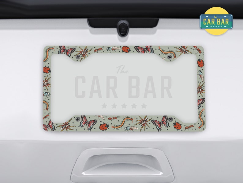 Insects & Centipede License Plate Frame, Cottagecore Car Decor, Bug and ...