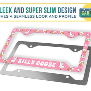 Silly Goose Pink License Plate Frame, Funny & Cute Car Accessories for ...