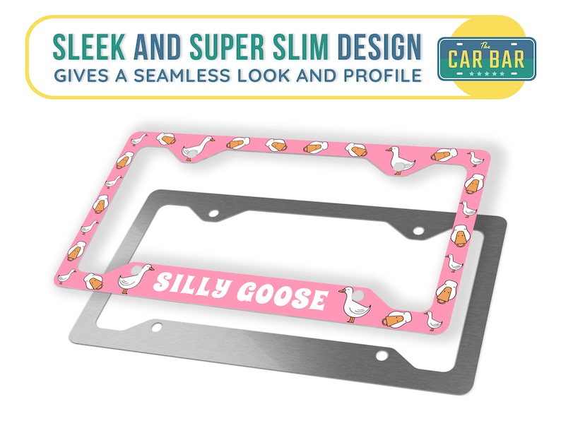 Silly Goose Pink License Plate Frame, Funny & Cute Car Accessories for ...