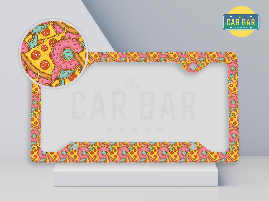 Pizza & Donut Fast Food License Plate Frame Fun Pink Car - Etsy