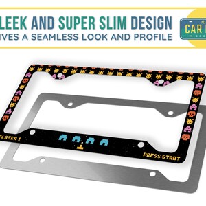 Funny Arcade Retro License Plate Frame, Classic Gamer Gift, Alien Space ...
