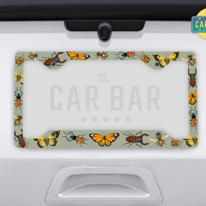 Insects Beetle Moth License Plate Frame, Vintage Cottagecore Car Decor ...