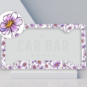 Floral License Plate Frame, Wildflower Car Accessories for Women ...