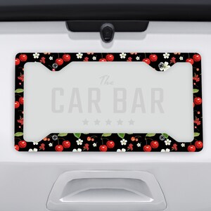 Cherry License Plate Frame, Realistic Cherries License Plate Cover ...