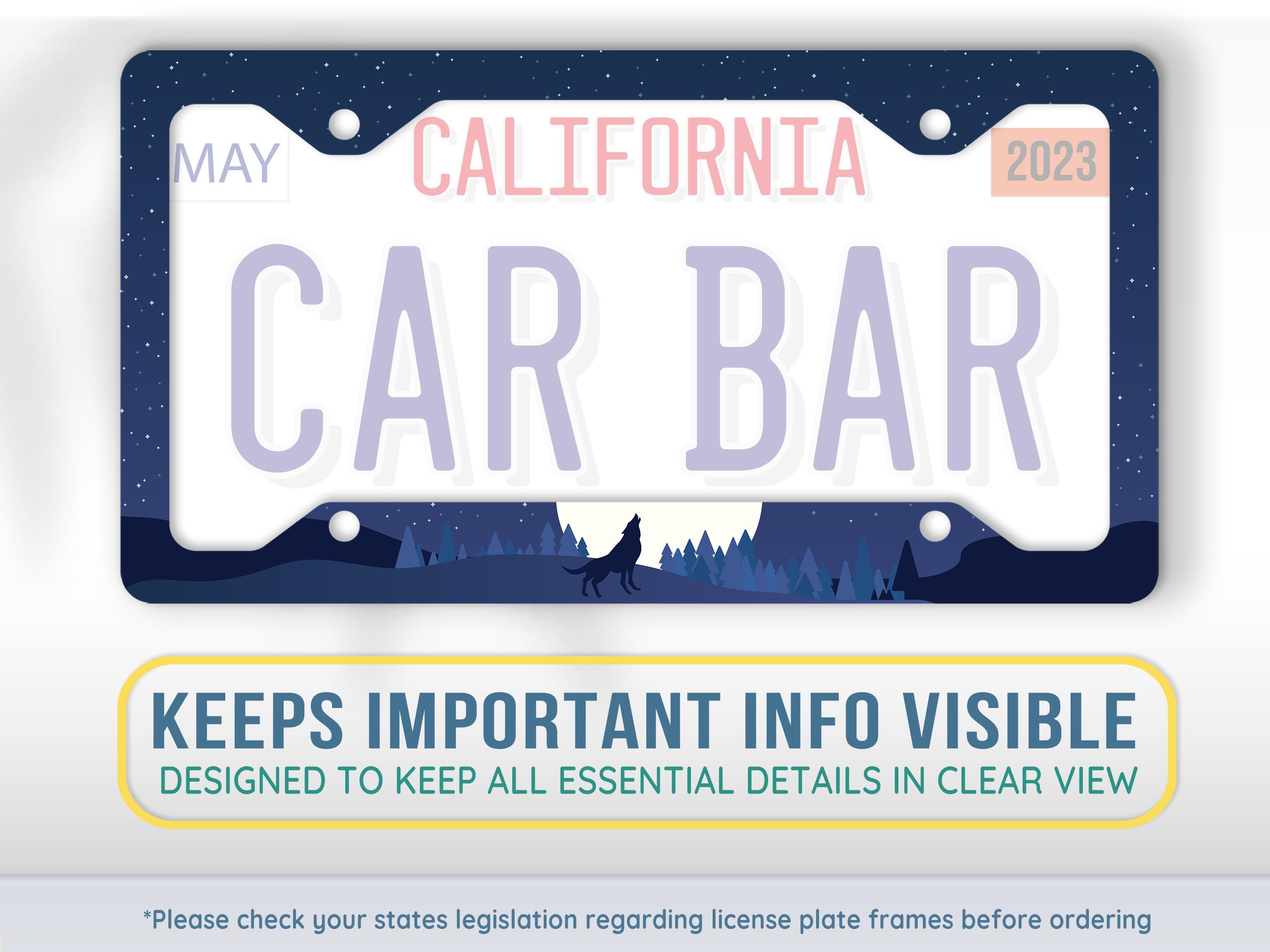 Howling Wolf License Plate Frame, Wolf Licence Plate Cover, Wolf Moon ...