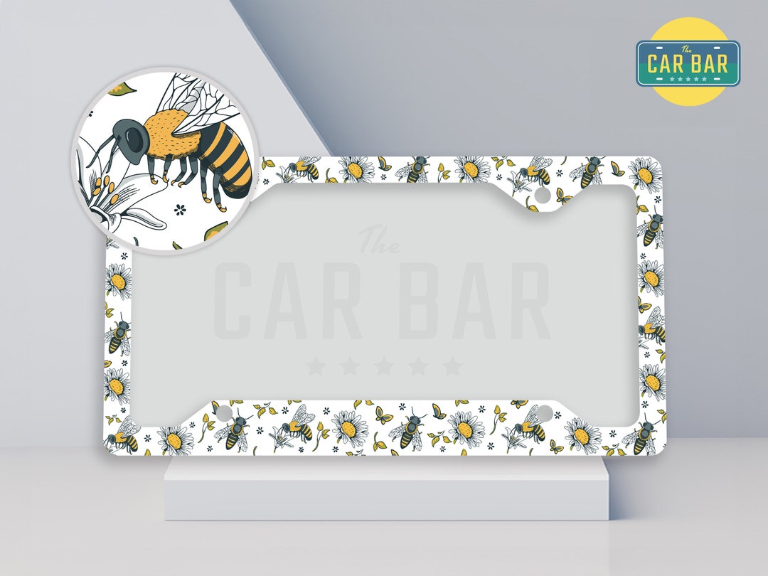 Cute Bee License Plate Frame, White Car Accessories for Women, Daisy ...