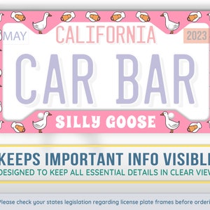 Silly Goose Pink License Plate Frame, Funny & Cute Car Accessories for ...