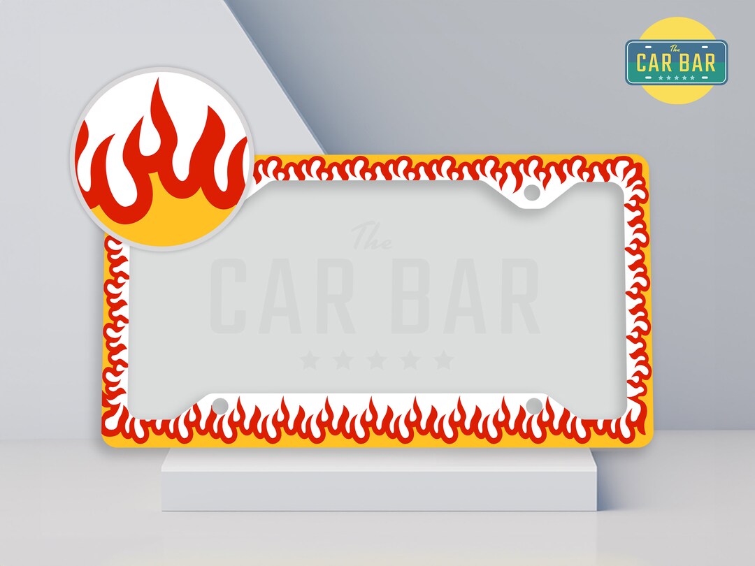 Fire Flame License Plate Frame, Car Accessories for Men & Women, Car ...
