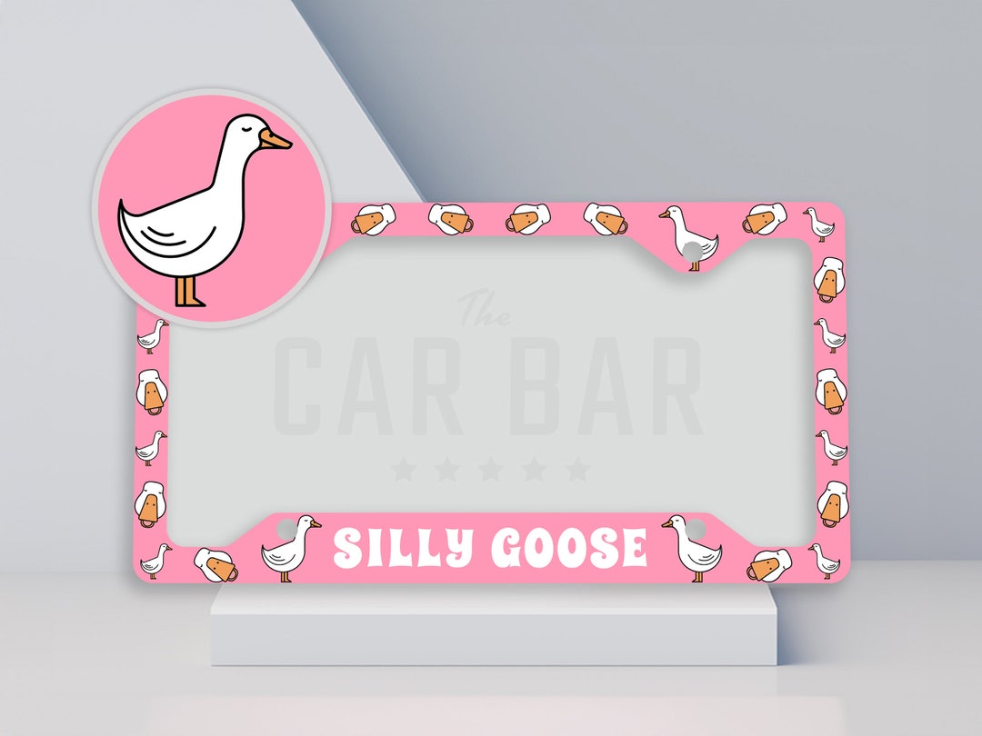 Silly Goose Pink License Plate Frame, Funny & Cute Car Accessories for ...