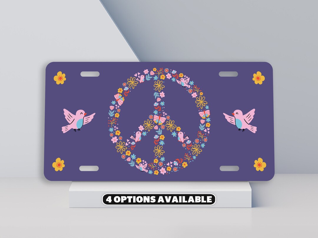 Peace Purple License Plate, Cute Hippie Car Accessories for Women, Boho ...