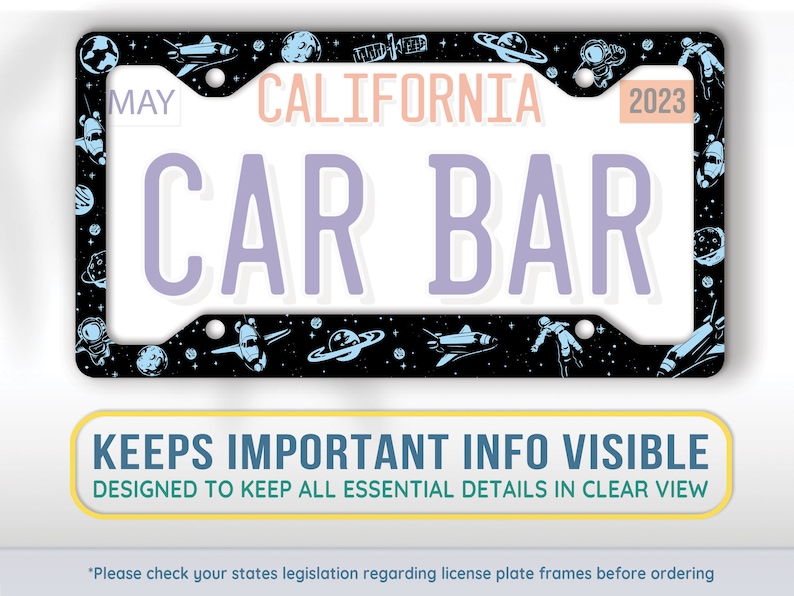 Outer Space License Plate Frame, Astronaut & Planets License Plate ...