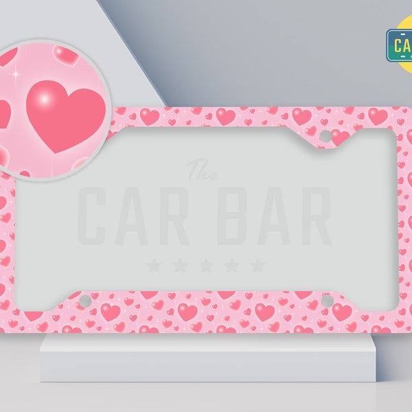 License Plate Frame With Hearts and Bling - Etsy