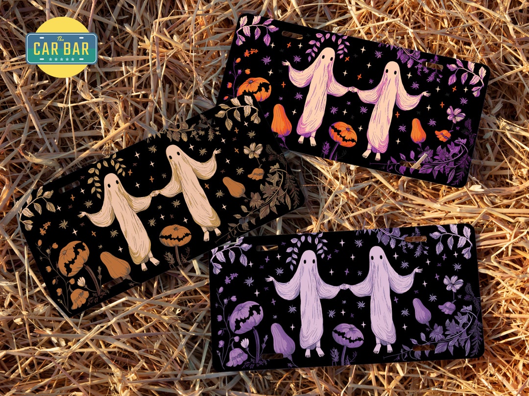 Cottagecore Ghost License Plate, Cute Halloween Car Decor, Spooky Car ...