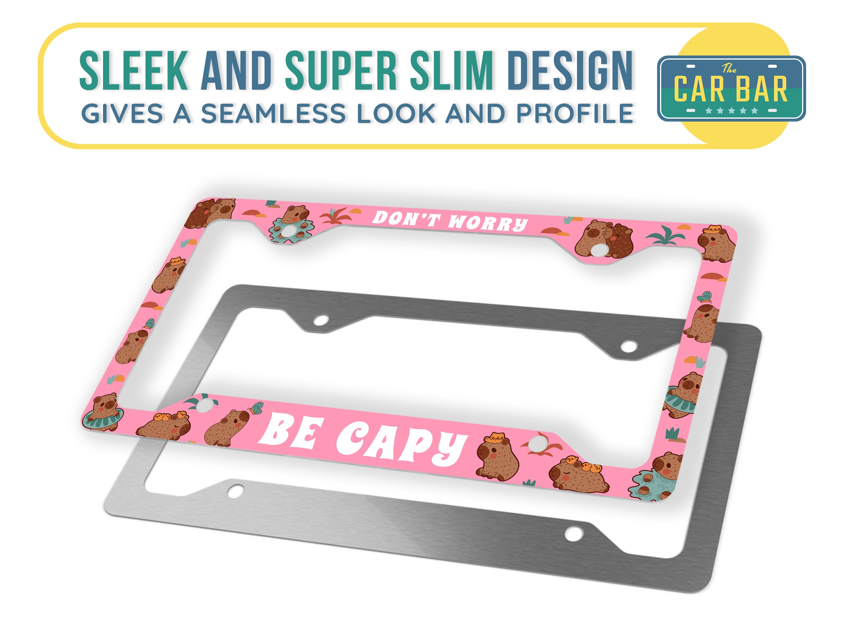 Capybara License Plate Frame, Cute Pink Car Accessories for Women ...