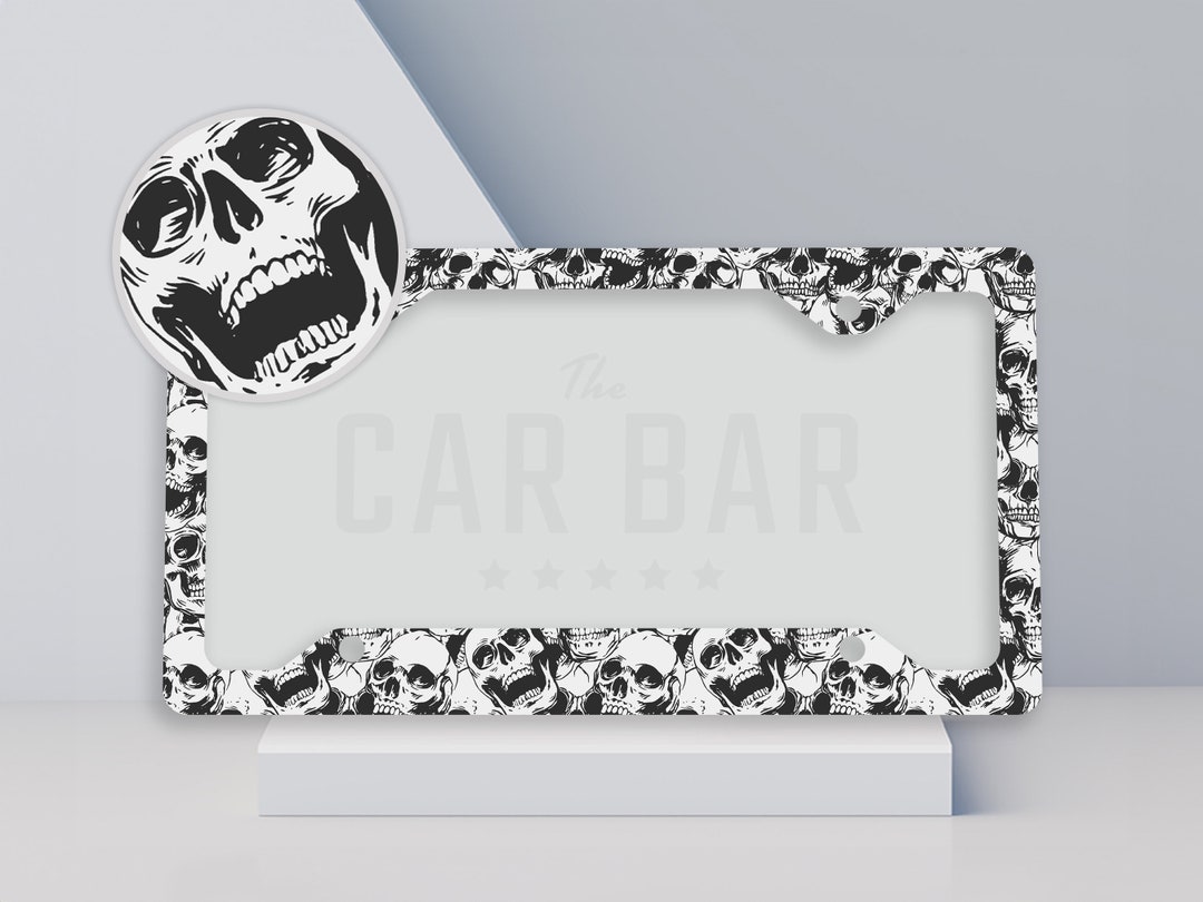 Skull License Plate Frame, Halloween Car Accessories for Women, Spooky ...