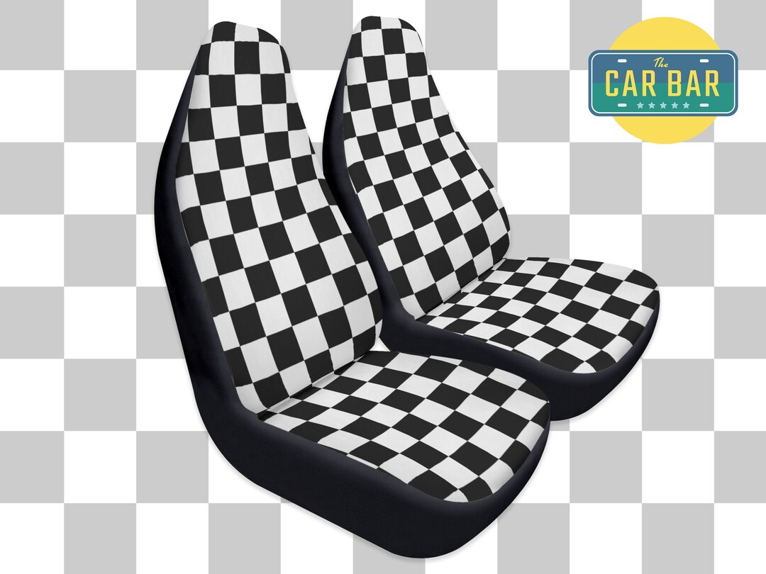 Checkered Car Seat Covers, Black White Car Accessories for Men and ...