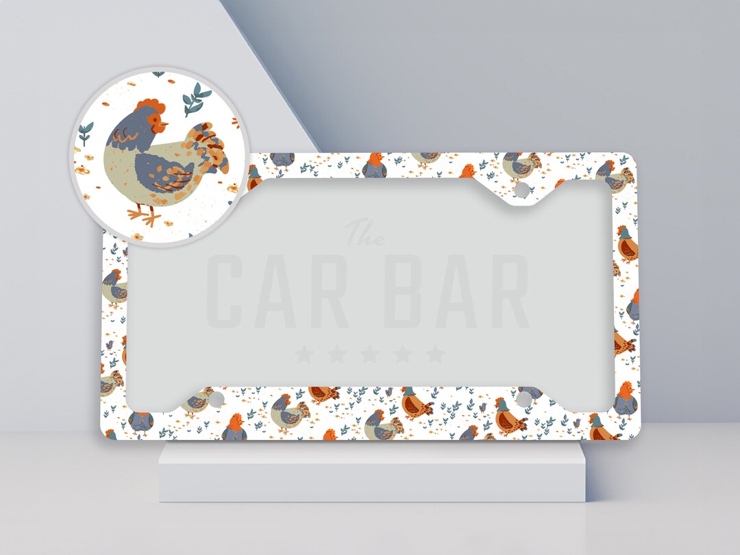 Cute Chicken License Plate Frame, Farm Car Decor, Chicken Mom Car ...
