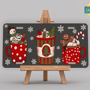 Cute Christmas License Plate, Christmas Coffee Car Tag, Christmas Car ...