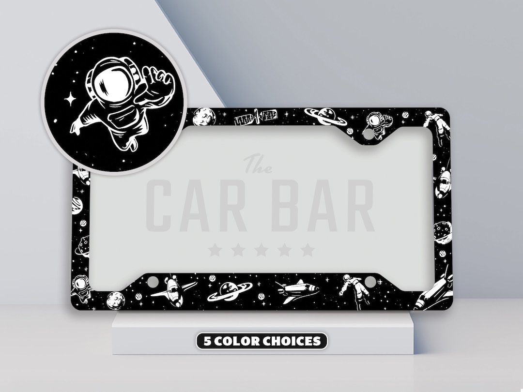 Outer Space License Plate Frame, Astronaut & Planets License Plate ...