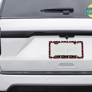 Cherry License Plate Frame, Realistic Cherries License Plate Cover ...