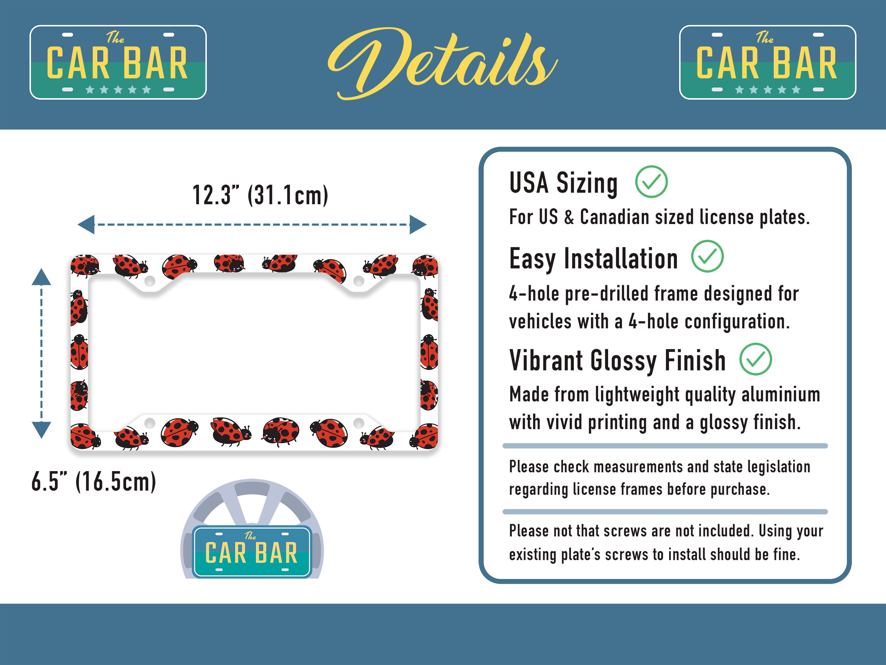 Ladybug License Plate Frame Lady Beetle Car Decor Lady Bird - Etsy