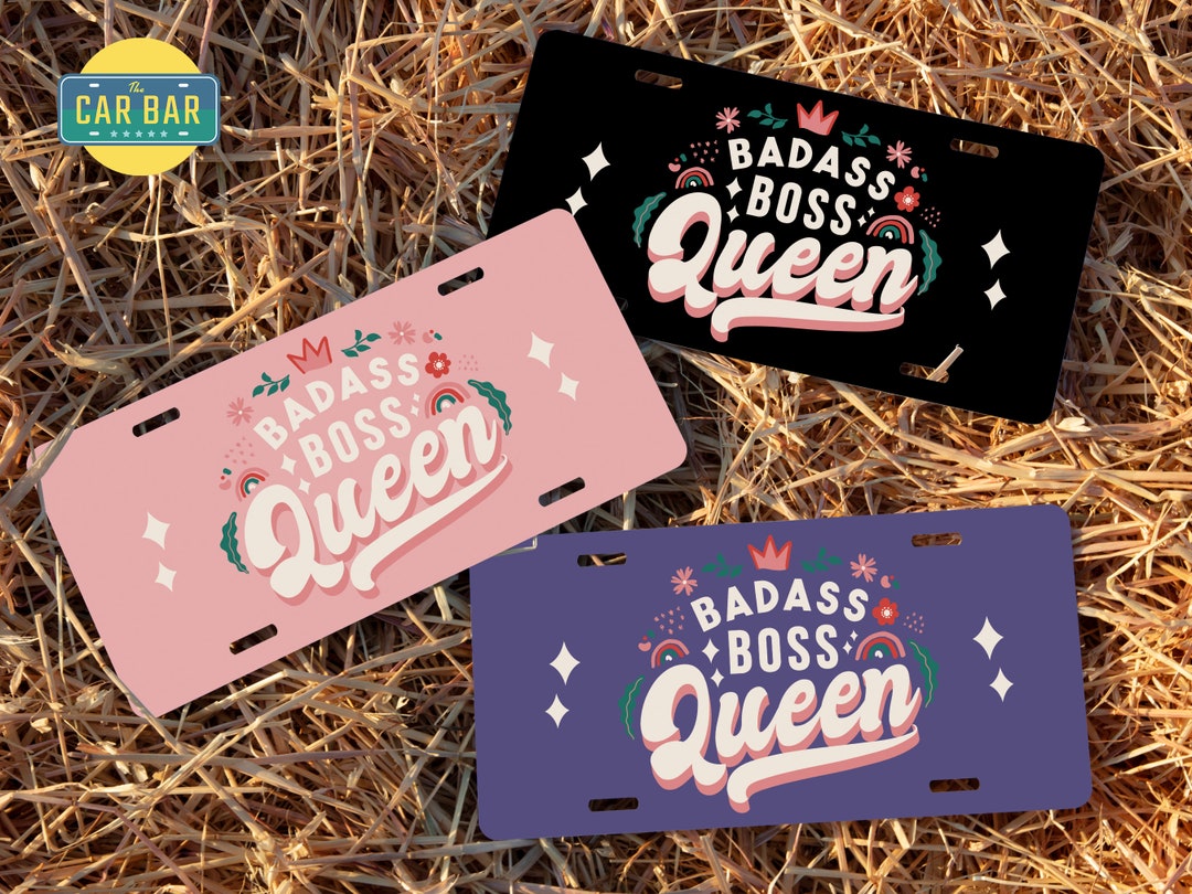 Boss Queen Pink License Plate, Cute Car Accessories for Women, Funny ...