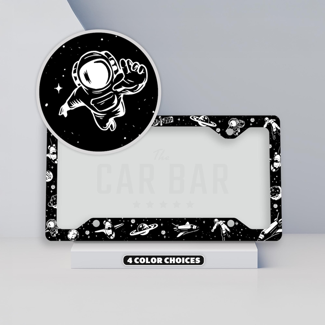 Outer Space License Plate Frame, Astronaut & Planets License Plate ...