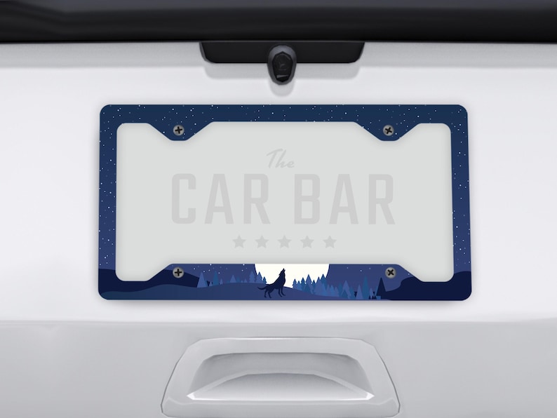 Howling Wolf License Plate Frame, Wolf Licence Plate Cover, Wolf Moon ...