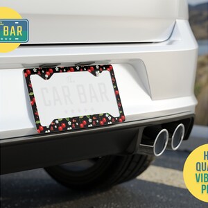 Cherry License Plate Frame, Realistic Cherries License Plate Cover ...
