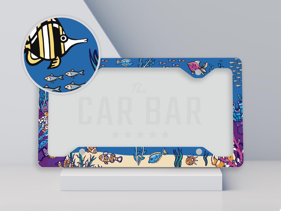 Fun Fish Ocean License Plate Frame, Tropical Fish License Plate Cover ...