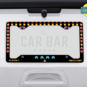 Funny Arcade Retro License Plate Frame, Classic Gamer Gift, Alien Space ...