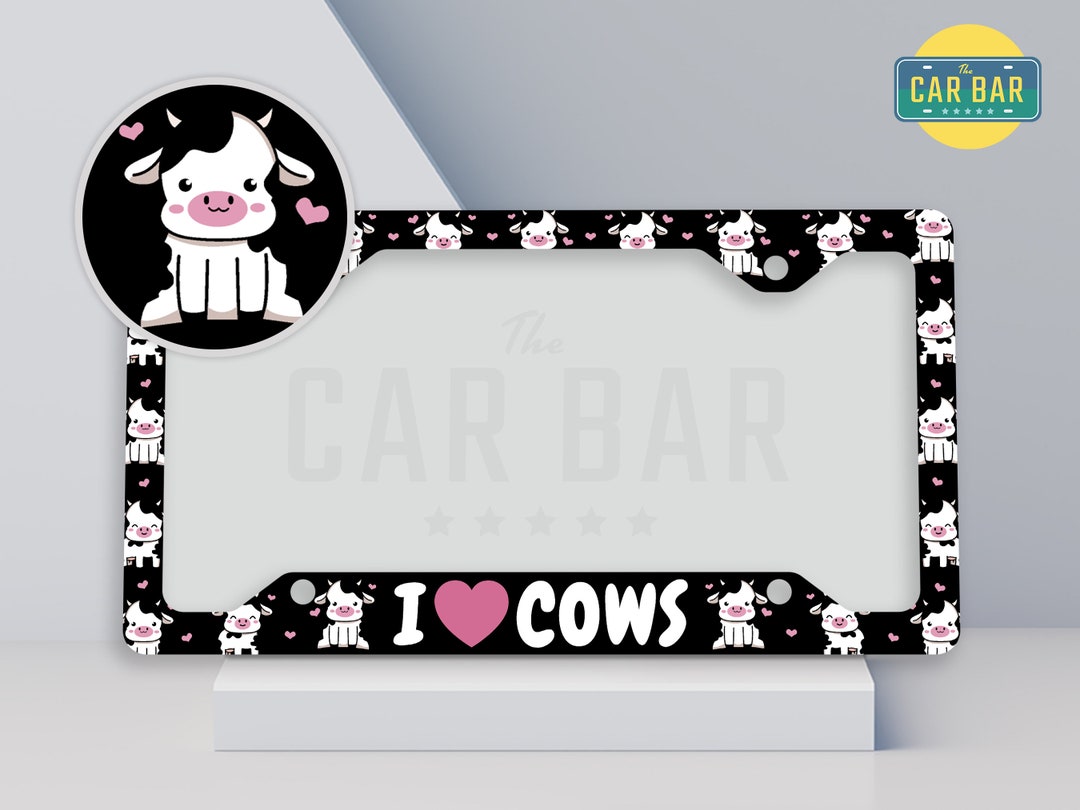 Cow License Plate Frame I Love Cows Cute Car Accessories for - Etsy