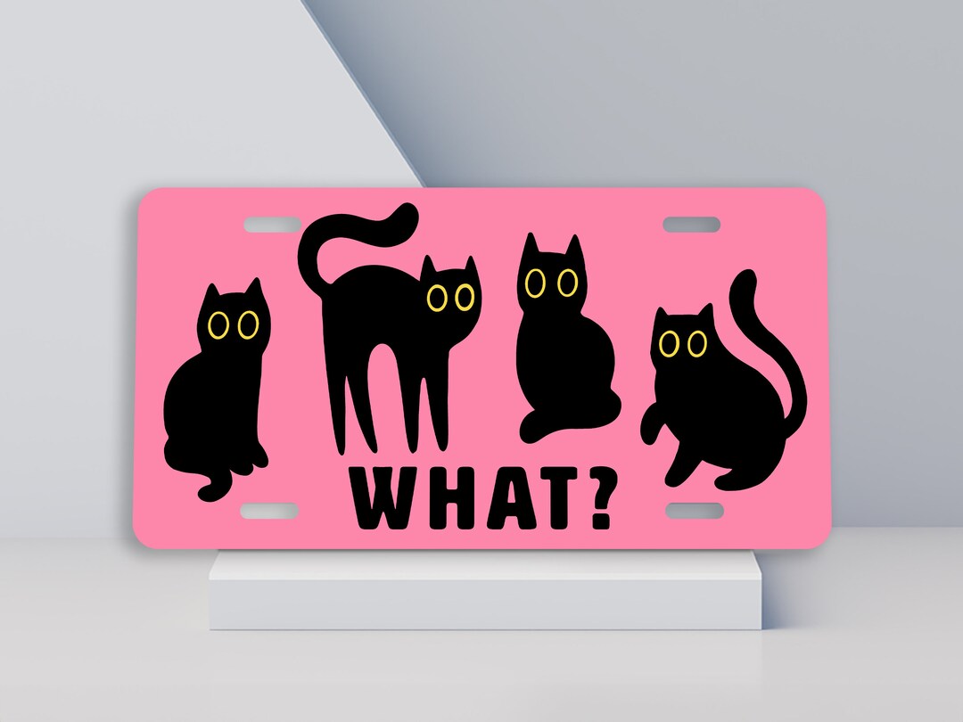 Funny Cat License Plate, Black Cat What Meme, Pink Car Accessories for ...