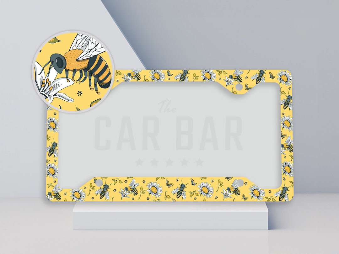 Honey Bee License Plate Frame, Cute Car Accessories for Women, Yellow ...