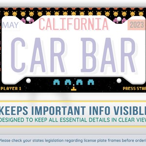 Funny Arcade Retro License Plate Frame, Classic Gamer Gift, Alien Space ...