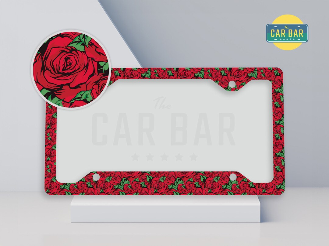 Red Roses License Plate Frame, Floral Car Plate Cover for Women, Tattoo ...