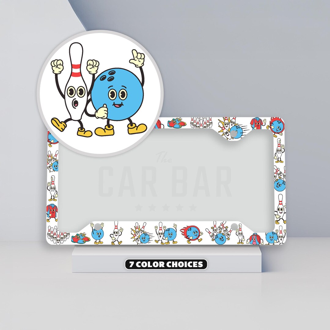 Bowling License Plate Frame, Funny Bowling Pins & Ball Plate Cover ...