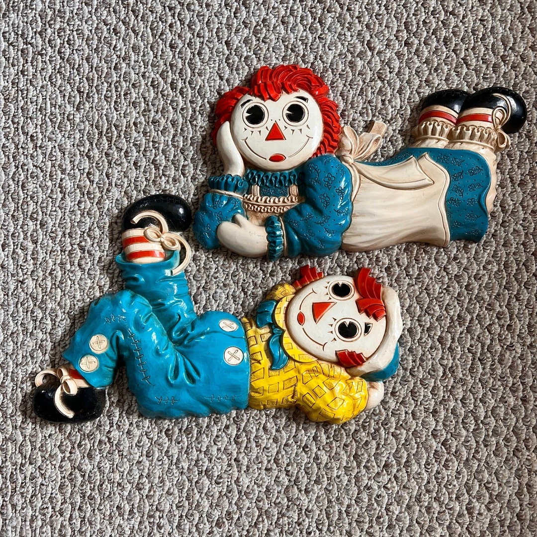 Vintage Raggedy Ann and Andy Wall Plaques, Vintage Baby Nursery Decor ...