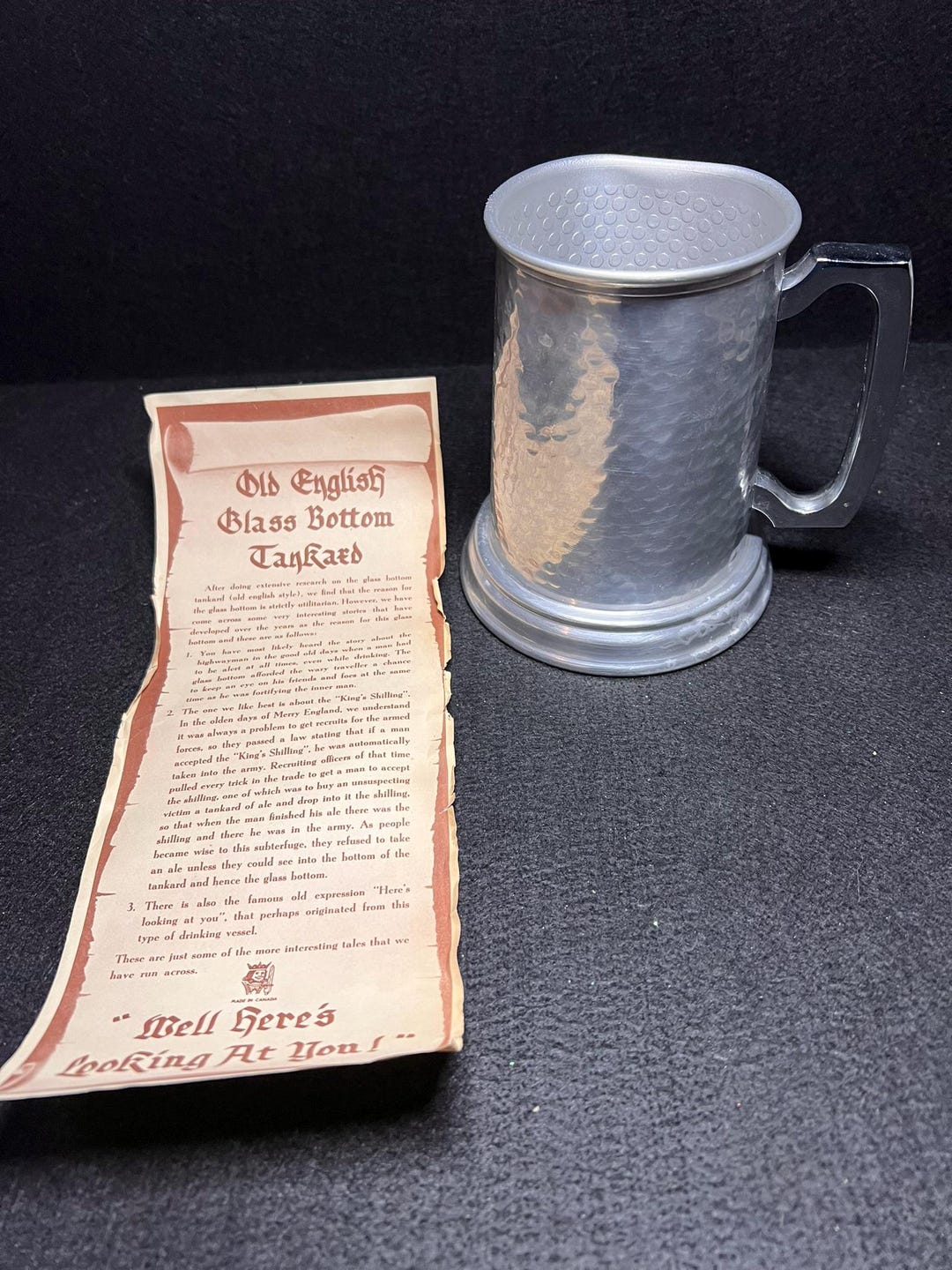 Vintage Pewter Mugs With Glass Bottom, Old English Glass Bottom Tankard ...