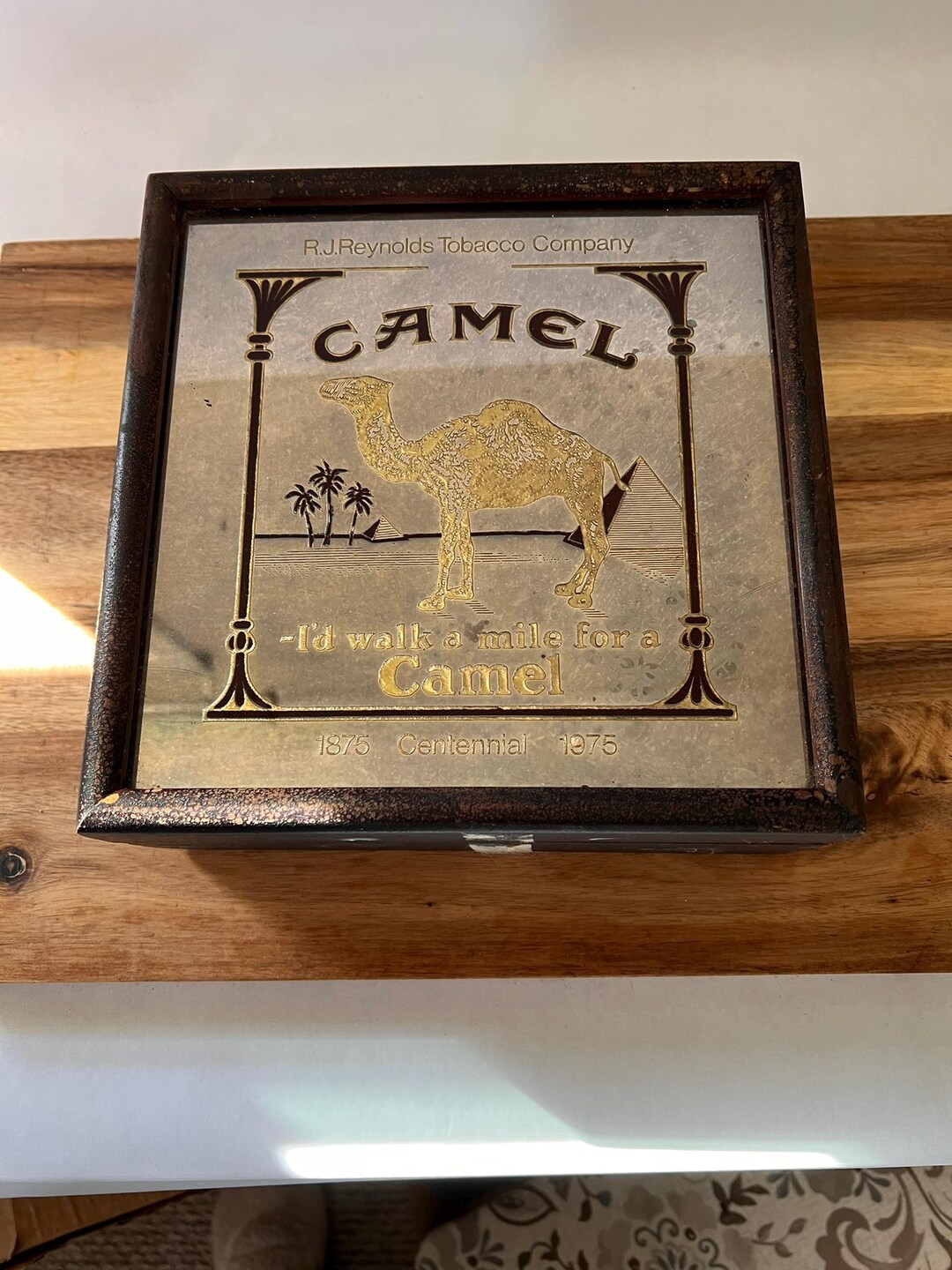 Rare, 1975 Centennial, Joe Camel, Wood Box, Mirror, R.j.renolds Tobacco ...