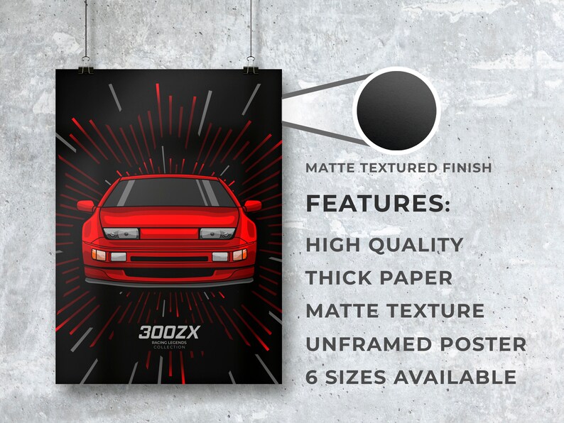 Red 300ZX Z32 JDM Poster // Fairlady Z Automotive Apparel for Car Guys ...