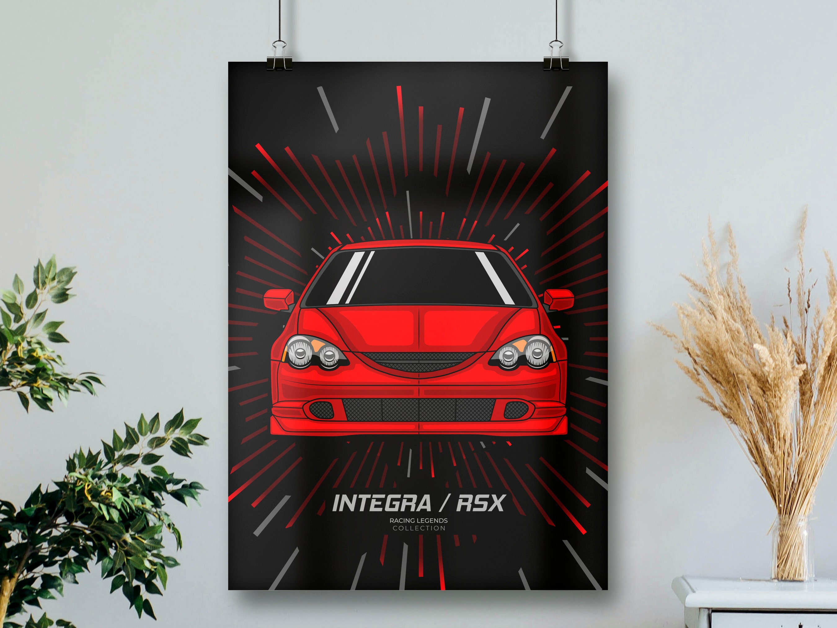 Red Integra DC5 RSX Poster // JDM Racing Automotive Apparel for Car ...