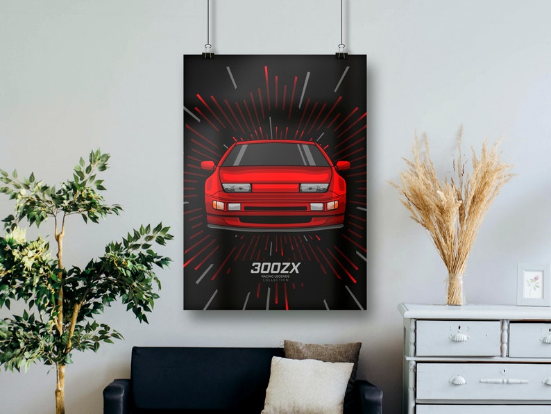 Red 300ZX Z32 JDM Poster // Fairlady Z Automotive Apparel for Car Guys ...