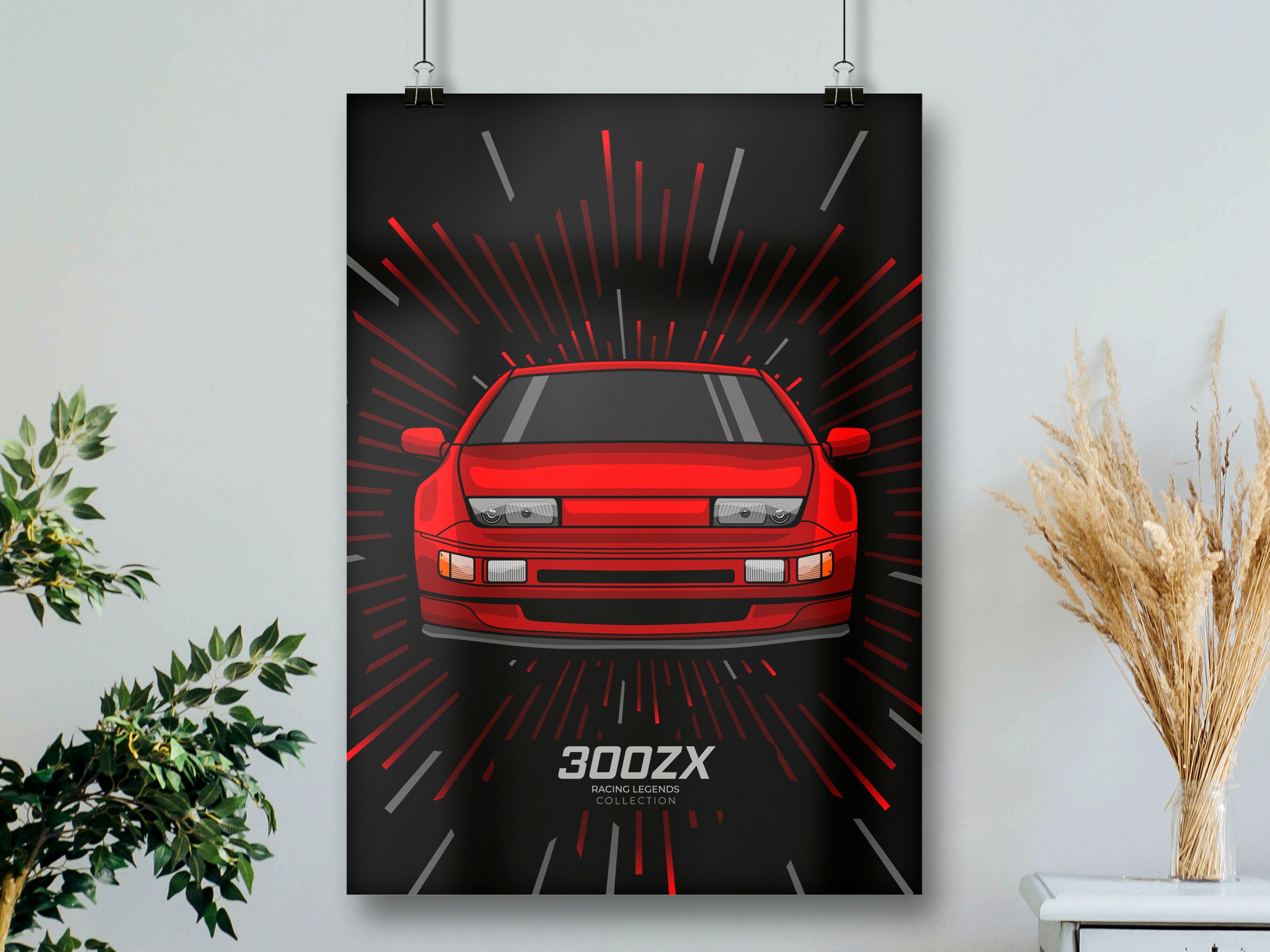 Red 300ZX Z32 JDM Poster // Fairlady Z Automotive Apparel for Car Guys ...