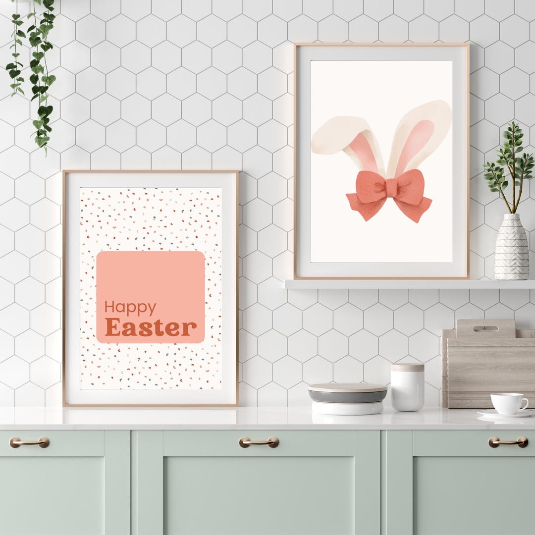 Easter Printable Wall Art, Spring Flowers, Easter Decor, Easter Bunny ...