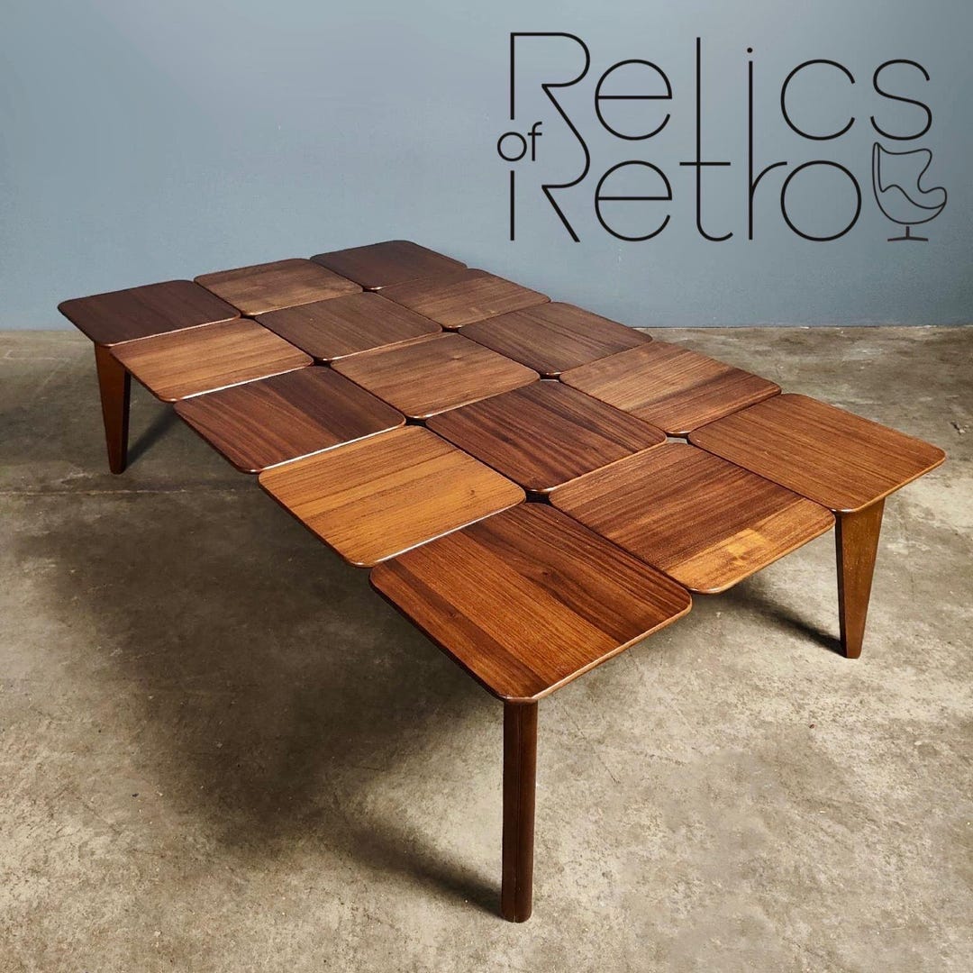 Mid Century Teak Checkered Coffee Table Vintage Retro MCM - Etsy